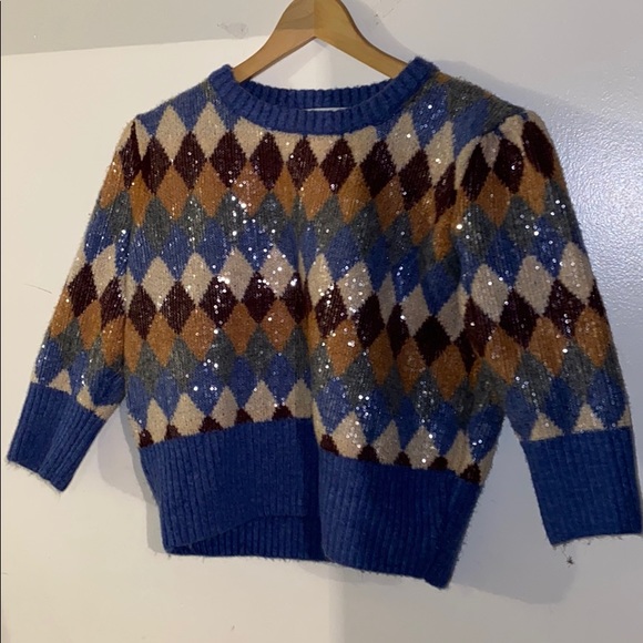 Zara | Sweaters | Zara Diamond Sweater With Sequins | Poshmark